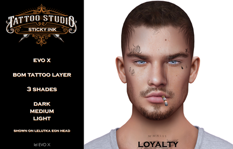Second Life Marketplace - Sticky Ink "Loyalty" Face Tattoo EVO X
